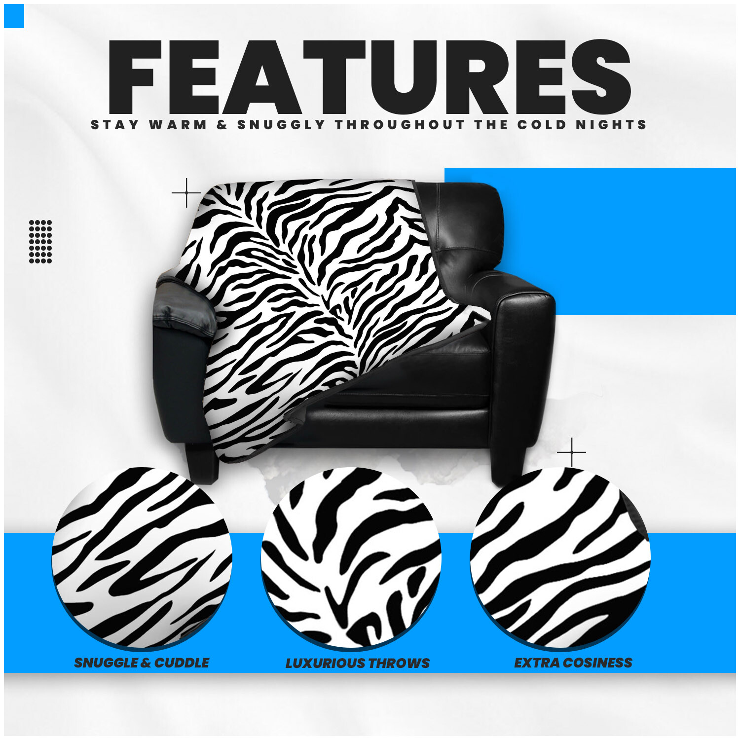 Animal Skin Faux Fur Throws Warm Cosy Fleece Print Blanket Sofa Bed ...