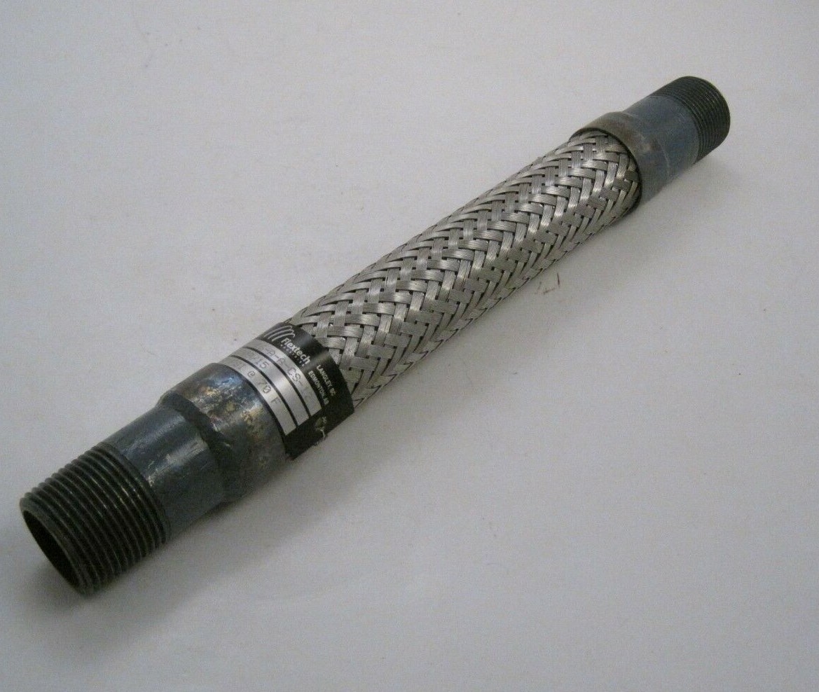 Flextech 1” I.D. X 12” L Flexible Metal Hose Assembly 1" MNPT ...
