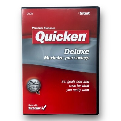 Intuit Quicken Deluxe 2008 For Windows '00/'03/XP/Vista NOT for Win 10/ ...