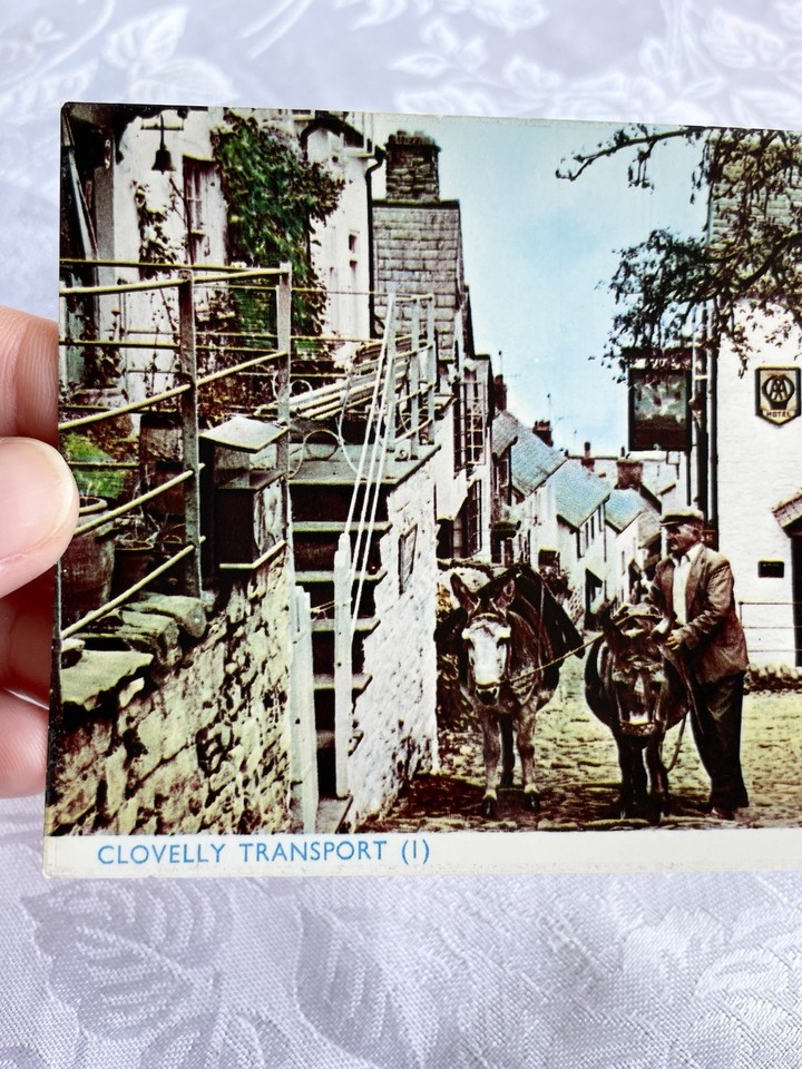 c.1970s Vintage Postcard Clovelly TransportDonkey Devon Millar & Lang ...