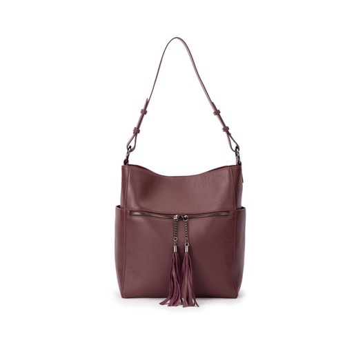 100% Genuine Leather Tote Bag – Deep Red Wine – Elegant Everyday ...