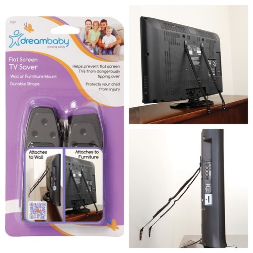 2x Anti Tip Flat Screen TV Saver Straps Safety Wall/Furniture Restraint ...