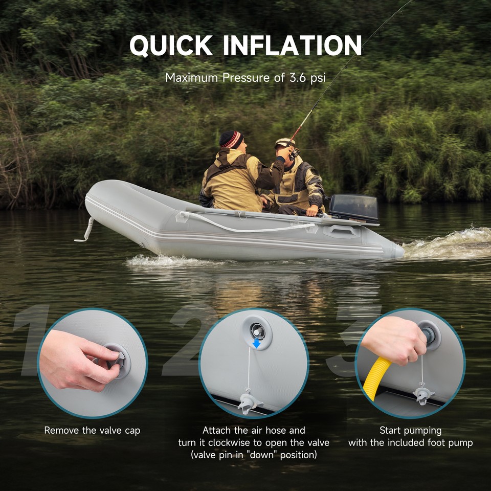 7.5ft Inflatable Boat Dinghy Tender Pontoon Rescue&Dive Boat Fishing ...