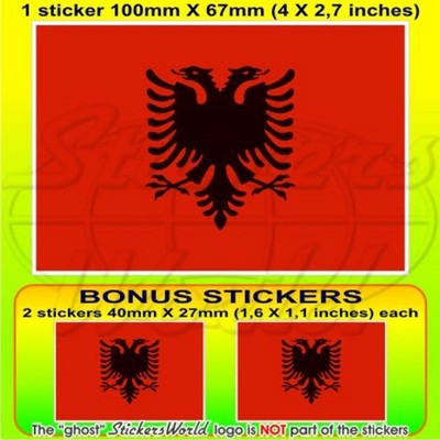 ALBANIEN Flagge ALBANISCH Fahne Auto Aufkleber, Vinyl Sticker 100mm x1 ...