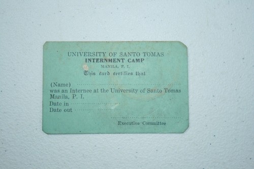 RARE WW2 Santo Tomas Internment Camp ID Internee Card UNUSED POW Camp ...