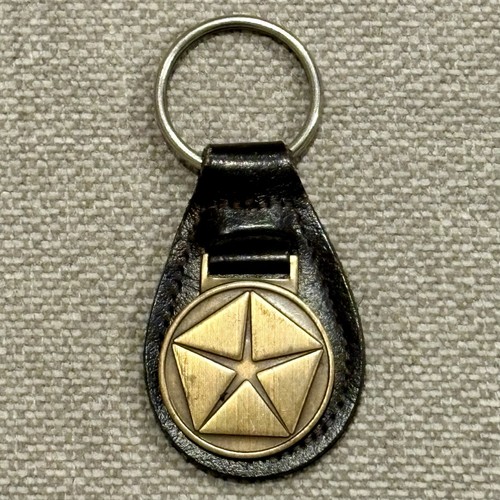 Vintage Chrysler Pentastar Emblem Leather & Brass Keychain VIP Delivery ...