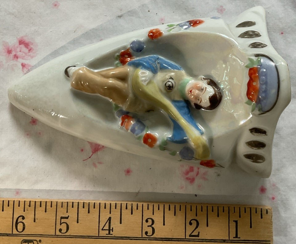 Harlequin Man Playing Instrument Iridescent Wall Pocket / Vase Japan | eBay