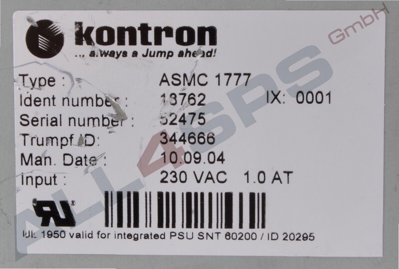 KONTRON TRUMPF CONTROL RACK 230 VAC, ASMC 1777 | eBay