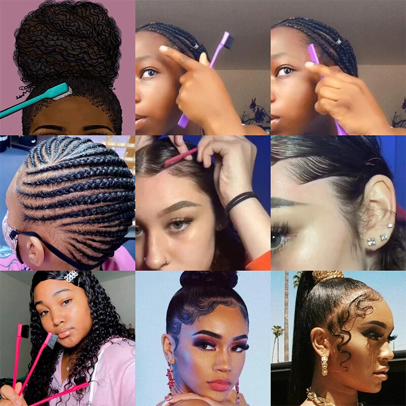 2PCS Double Sided Hair Edge Brushes Comb Pin Tail Hair Styling ...