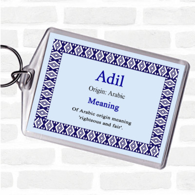Adil Name Meaning Bag Tag Keychain Keyring Blue | eBay UK
