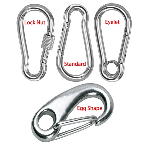 Stainless Steel Carabiner Snap Snap Hook Clip 304 Marine Grade Eyelet ...