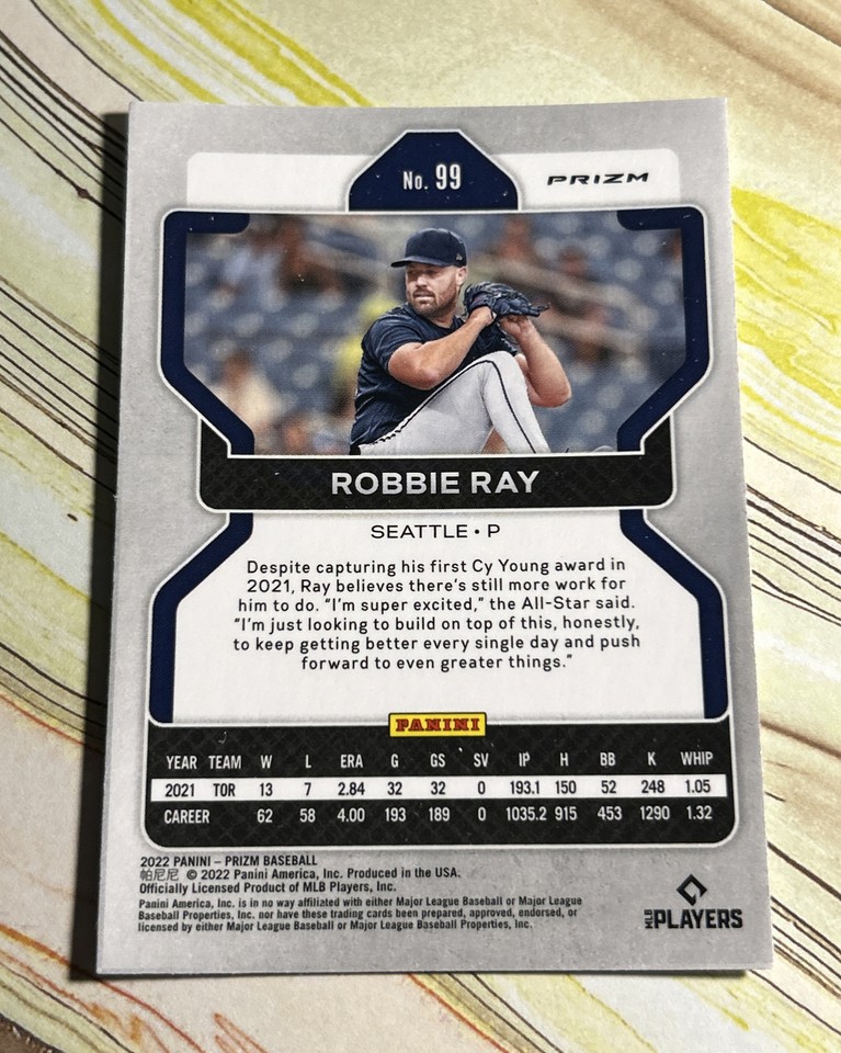 2022 Panini Prizm Robbie Ray White Wave Refractor Seattle Mariners #99 ...