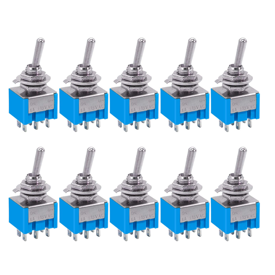 Taiss 10Pcs Mini Dpdt Toggle Switch 6-Pin 2 Position On/on 6A 125Vac | eBay