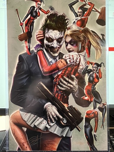 Big! GREG HORN Pin-up “Harley Quinn & Joker” Batman Signed 11x17 Print ...