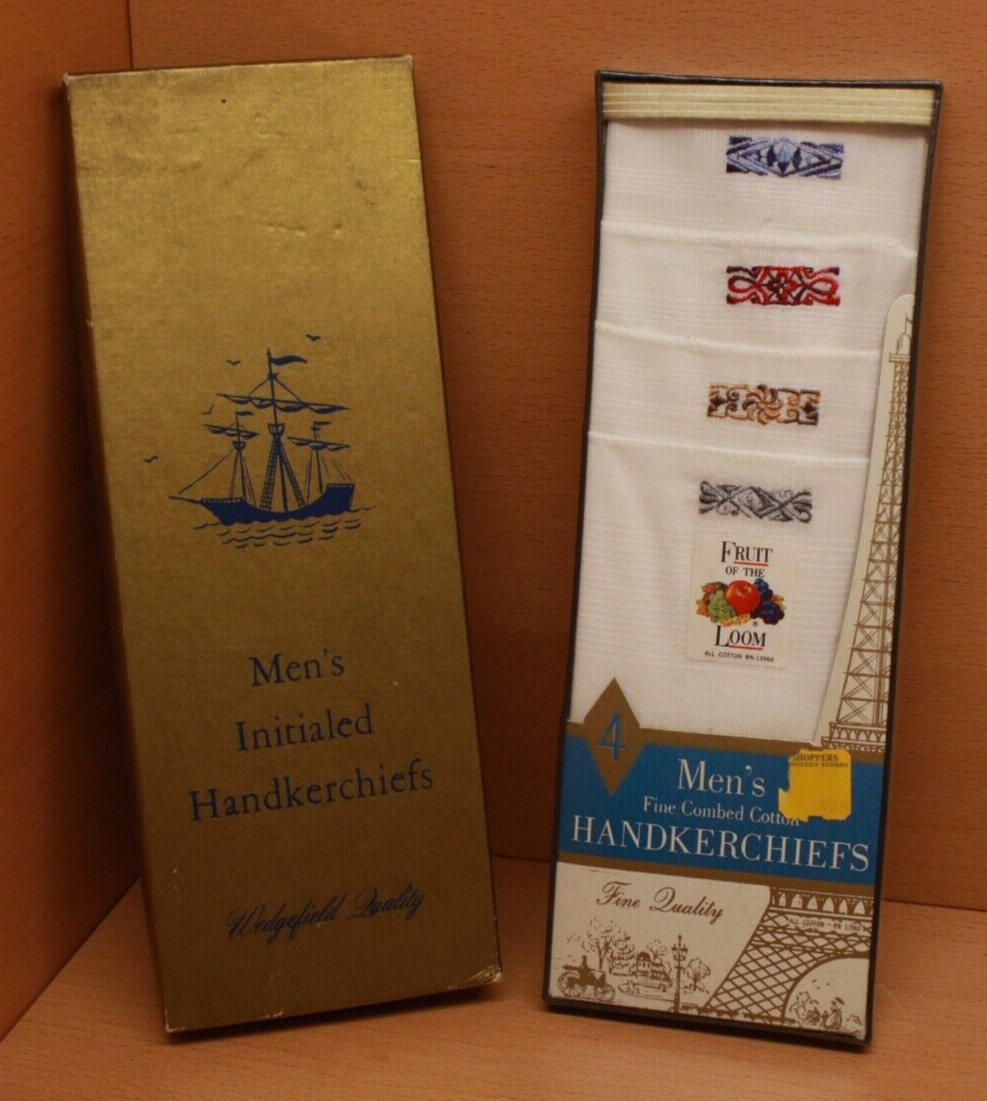 RARE Vintage Men's Handkerchiefs White Set of 4 100% … - Gem