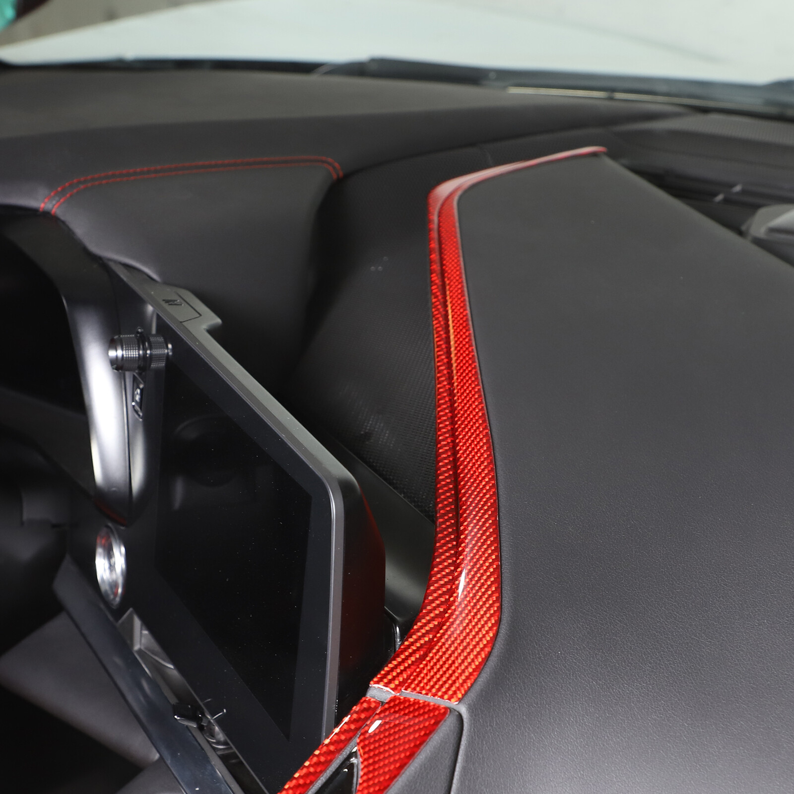 Red Carbon Fiber Interior Trim Sticker Cover Set Kit Fit For Corvette ...