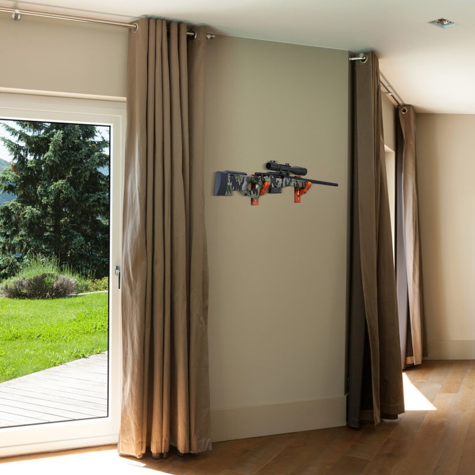 VEVOE Gun Rack Wall Mount Horizontal Gun Rack and Shotgun Hooks for ...