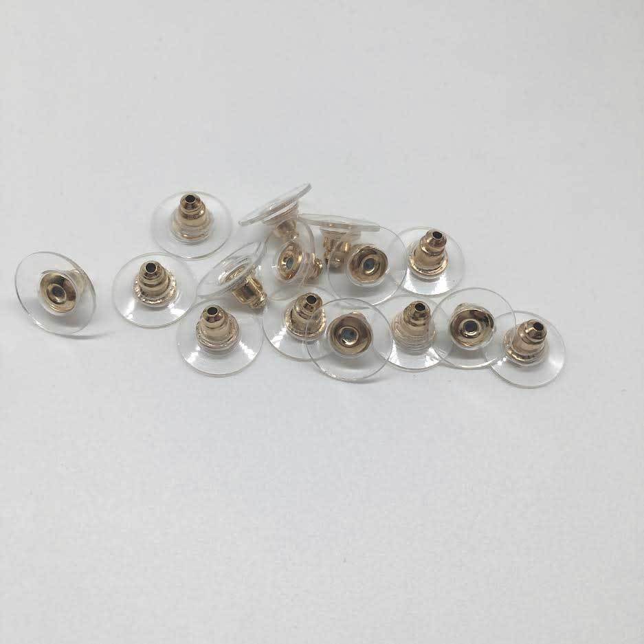 100 Earring Backs Posts Silver Golden Backings Stopper Ear Ring Jewelry ...