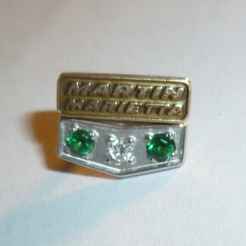 Vintage Martin Marietta 14K Gold Aviation Aerospace Award Pin Emerald 1 ...