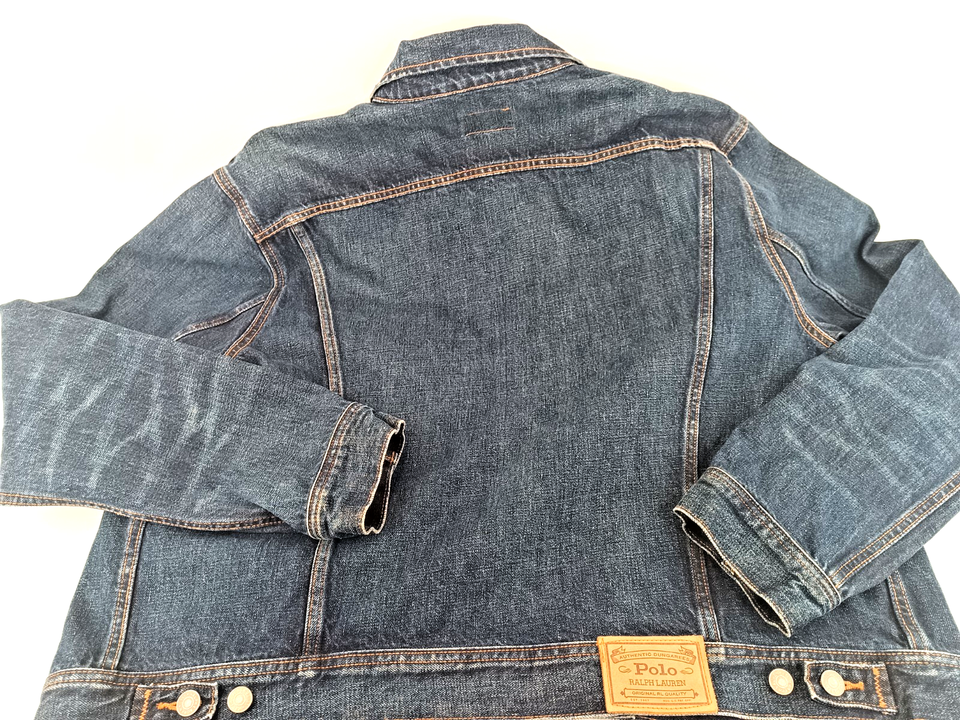Vintage Polo Ralph Lauren Dark Wash Denim Trucker Jacket Faded XL RN ...