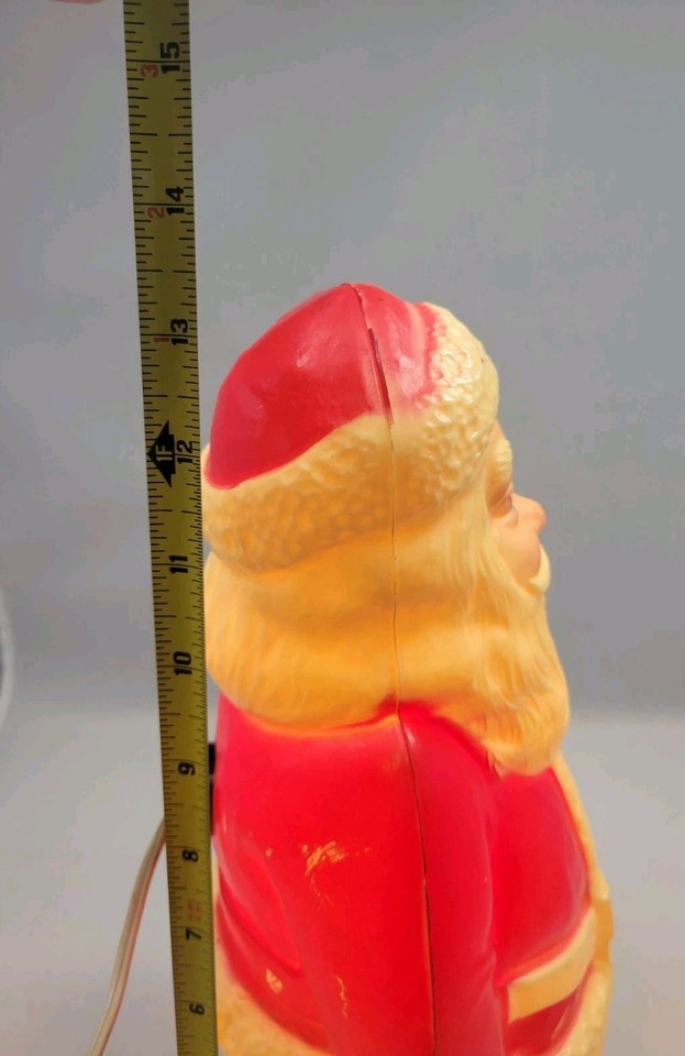 Vintage Santa Claus Hard Plastic Blow Mold Lighted Christmas Decor 14 ...