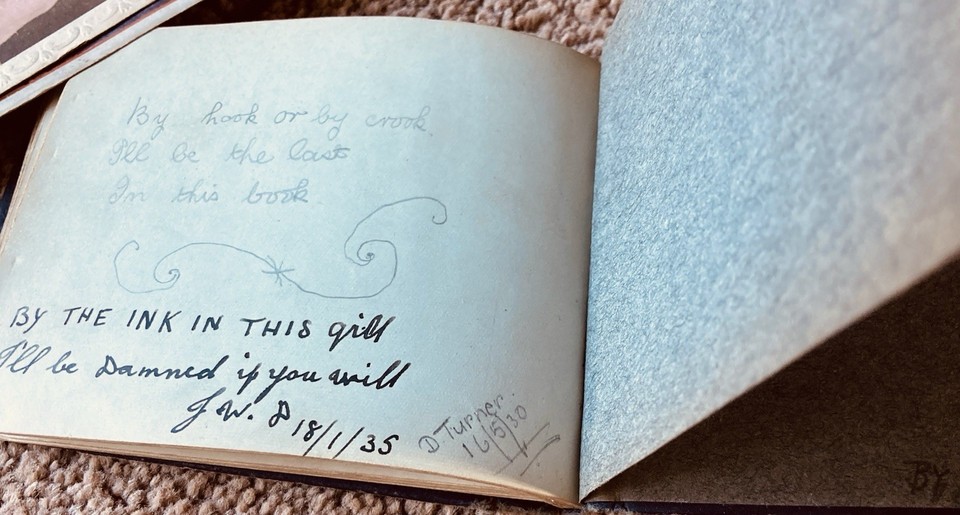 Vintage Autograph Book & 2 Old Postcards - 40 Inscriptions/signatures ...