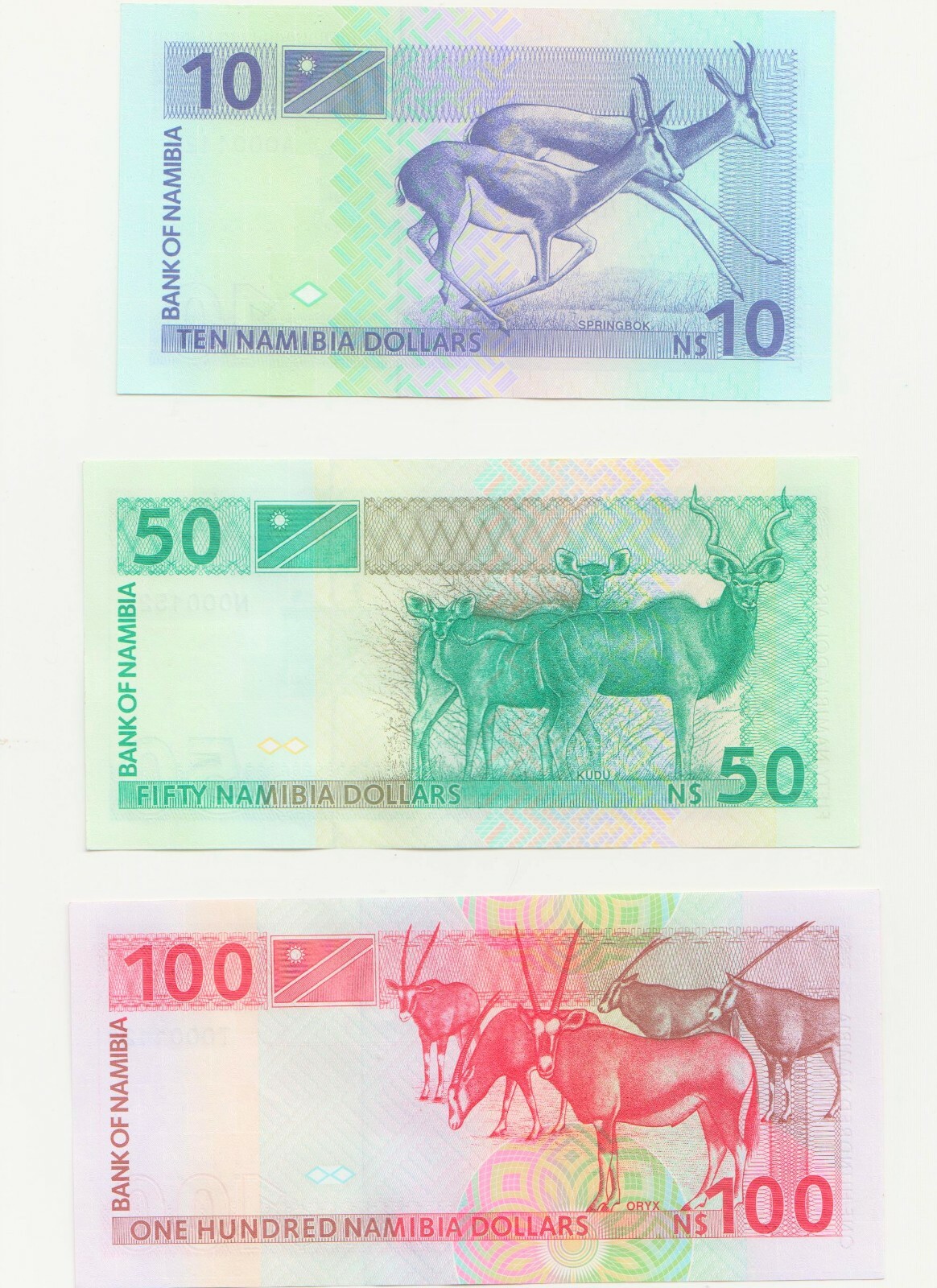 Namibia Banknotes Set $10,100, 200 ND(1996),UNC First banknotes Gov ...