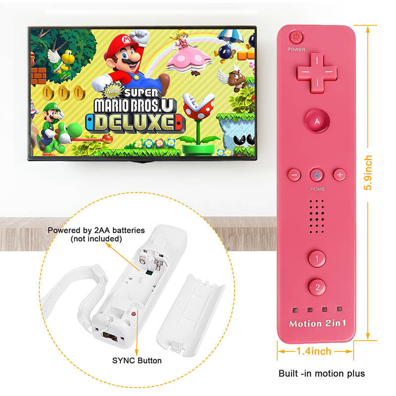 NEW Game Remote Controller Wand Pink for Nintendo Wii & Wii U motion ...