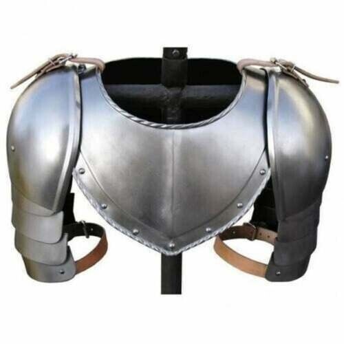 Medieval Knights Steel Plate Armor Pair Of Pauldrons With Gorget ...