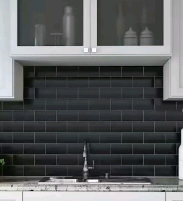 100 Daltile Rittenhouse Black 3 in. x 6 in. Ceramic Subway Wall Tile | eBay