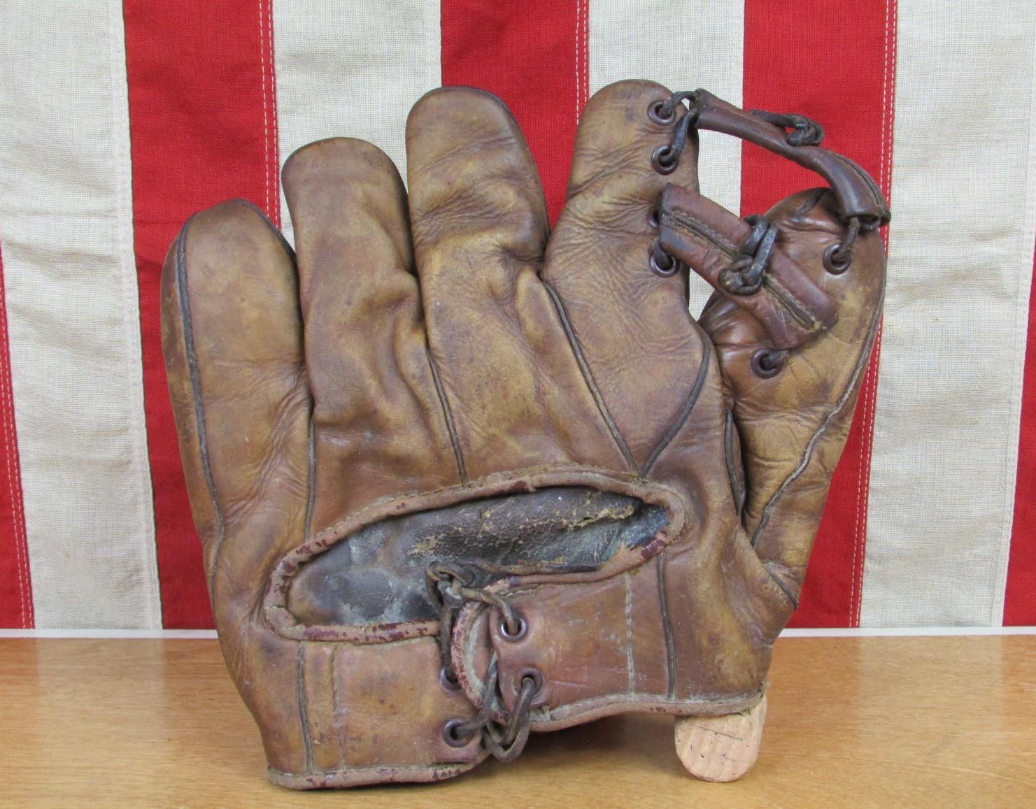 Vintage 1930s TruSport Leather Split Finger Baseball Glove HOF Charlie ...
