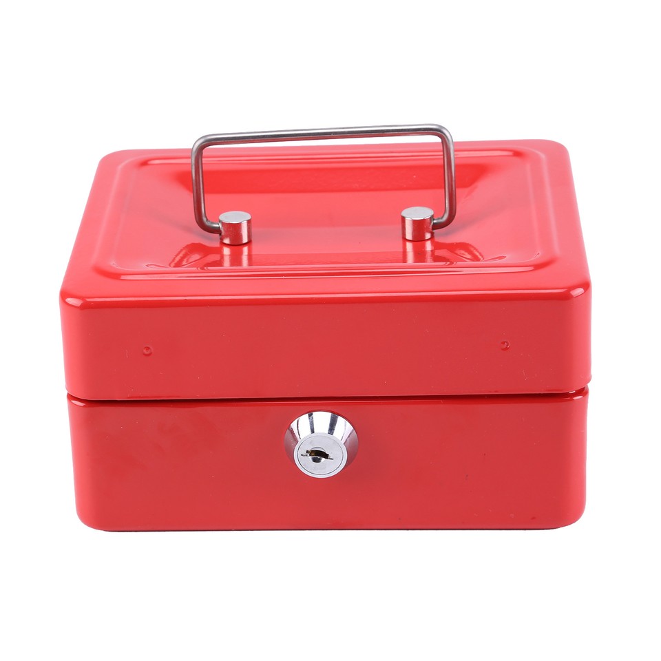 6" Metal Cash Box Money Bank Deposit Steel Tin Security Safe Petty Key ...