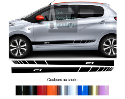 2 BANDES BAS DE CAISSE POUR CITROEN C1 RALLYE SPORT AUTOCOLLANT STICKER ...
