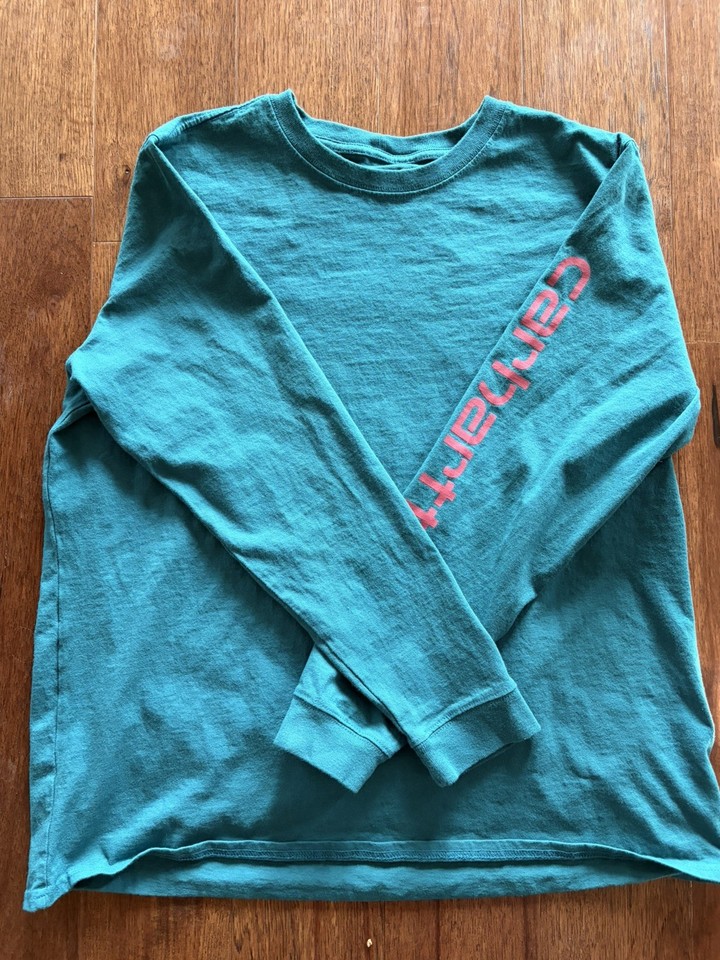 Mens Carhartt Loose Fit Long Sleeve Shirt Tealish teal With Neon Purple ...