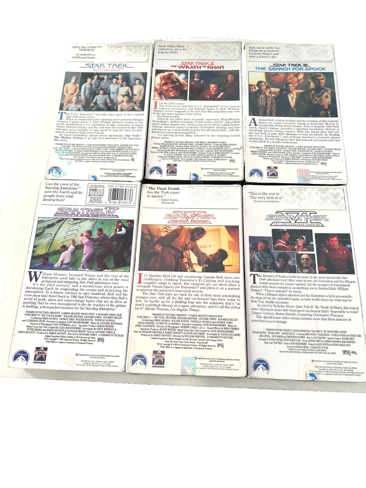 Star Trek TOS 6 VHS Tapes - Captain Kirk, Mr. Spock, U.S.S. Enterprise ...