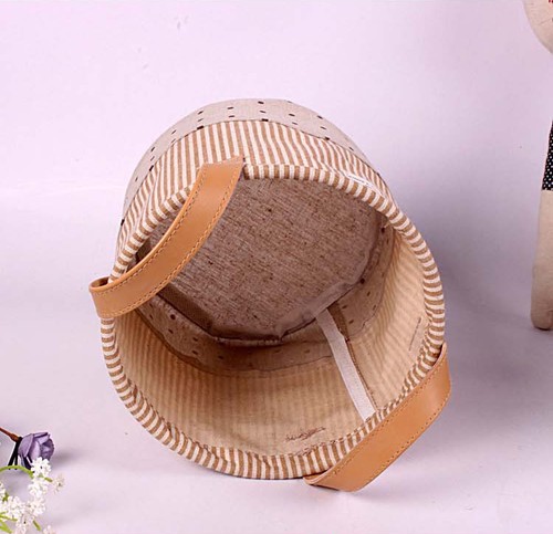 Set of 3 Linen Storage Bucket Basket Bin w Totes Yellow Strip Home ...