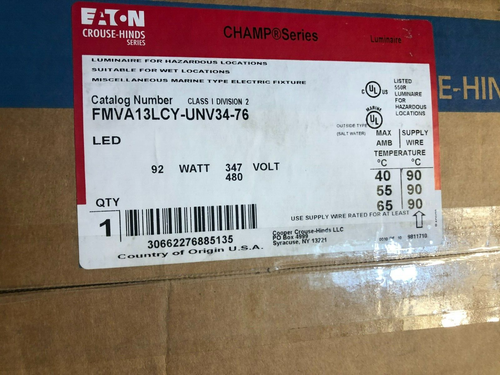 Eaton FMVA13LCY-UNV34-76 LED Flood Light 92 Watts 347/480 Volts T192903 ...