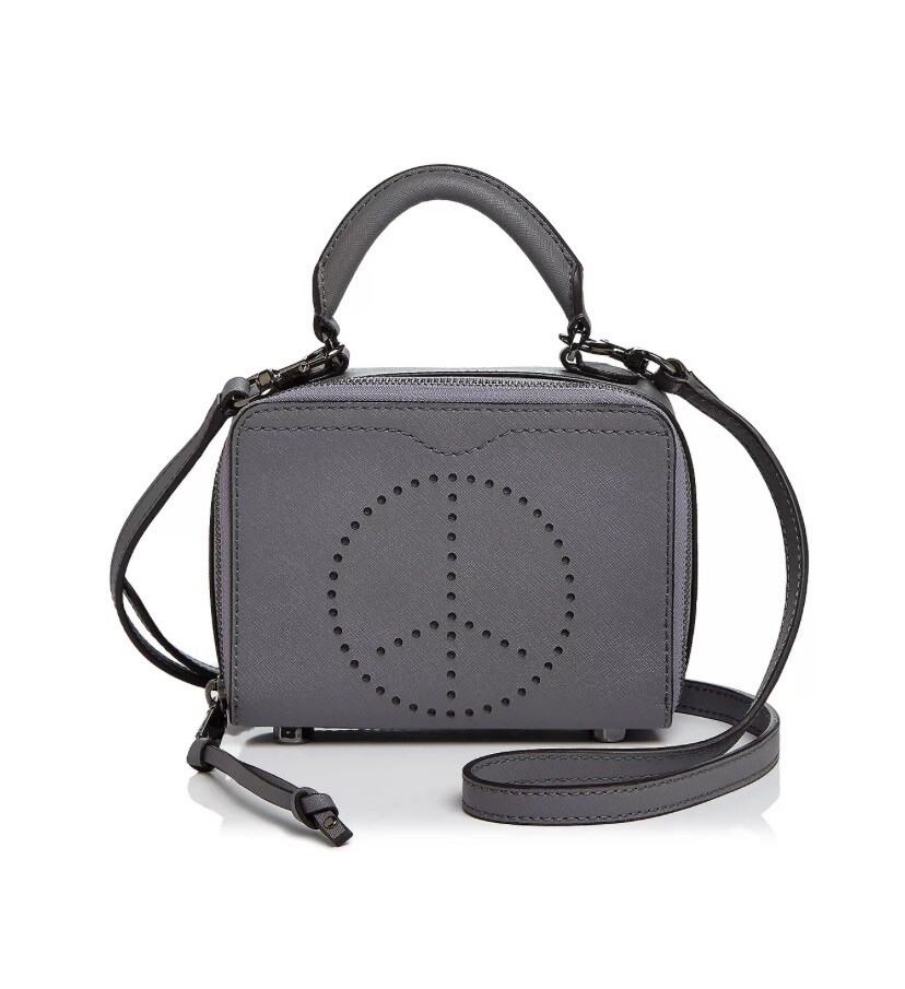 Rebecca Minkoff Gray Perforated Peace Sign Box Top Handled Crossbody ...