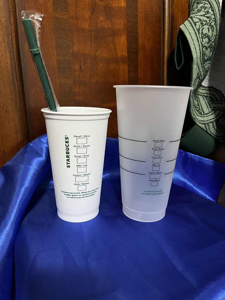 2-STARBUCKS Reusable Venti 16, 24 OZ Frosted Ice-Cold Drink Cup with ...