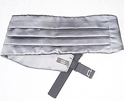 *30" - 44" WAIST DOUBLE HOOK GREY PLEATED SATIN CUMMERBUND SOPHOS ...