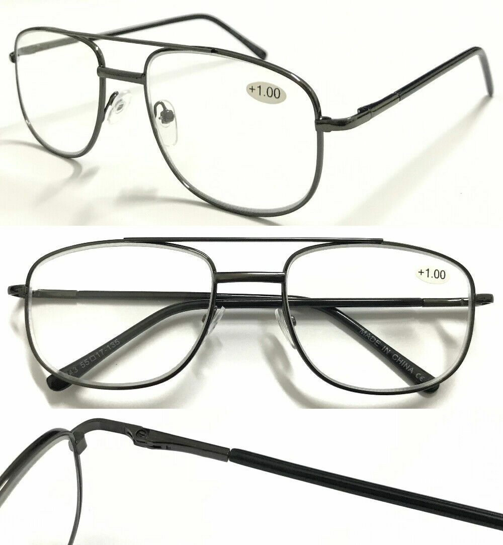 R43 Double Bridge Reading Glasses/Spring Hinges/Large Frame Design/Easy ...