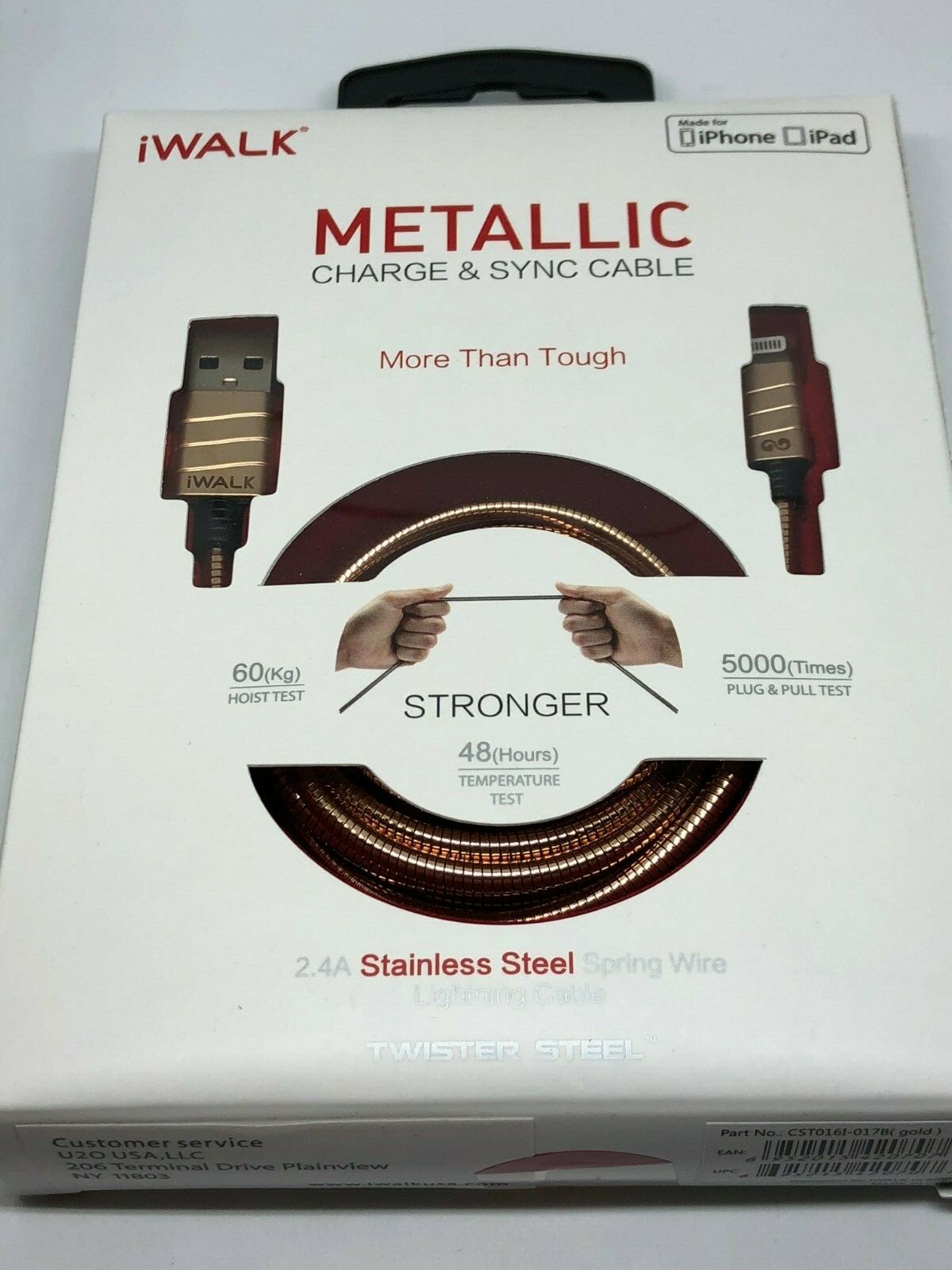 iWalk Stainless Steel 4 Ft. Charge/Sync Lightning to USB Cable (MFi ...