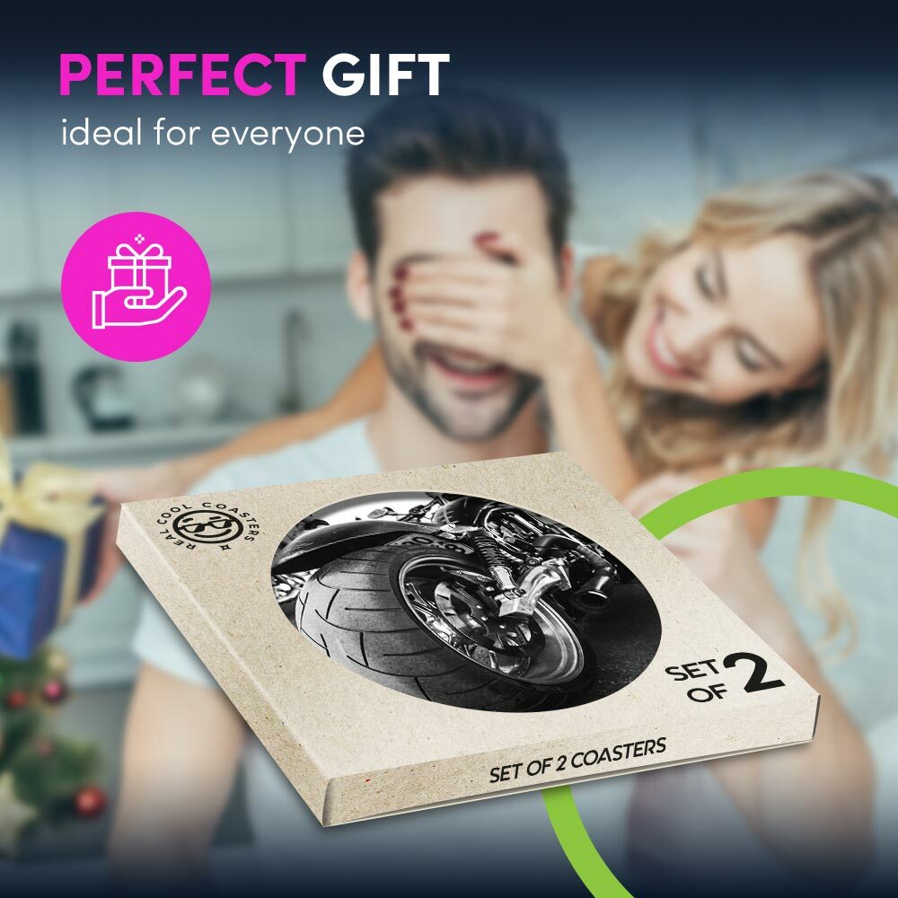 2 x Boxed Round Coasters - American Motorcycle Chopper Bike #12429 | eBay