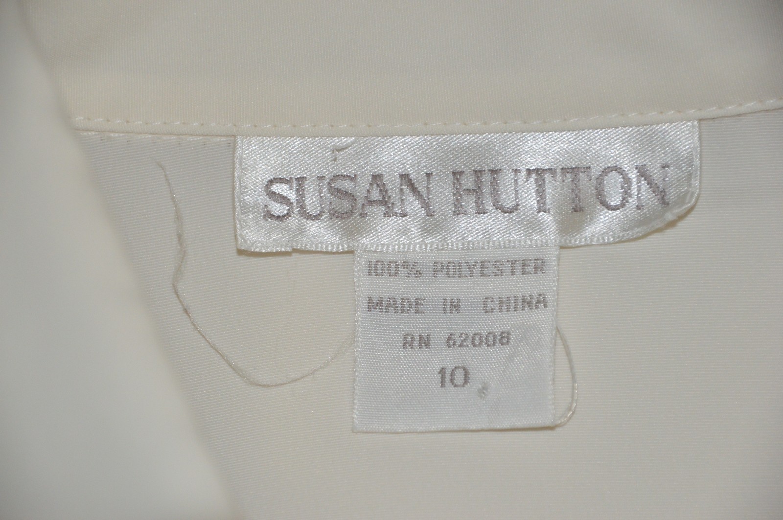 Susan Hutton Womens 10 Ivory Gold Long Sleeve Silky Dress Shirt Blouse ...