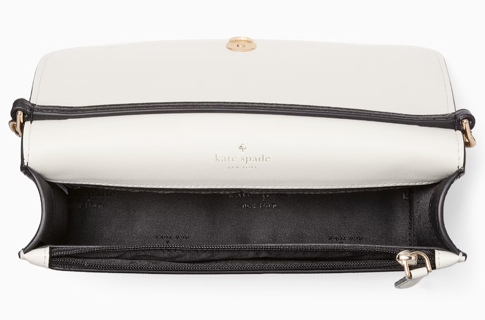 Kate Spade Madison Flap Crossbody Bag Beige White Black Leather KC517 ...