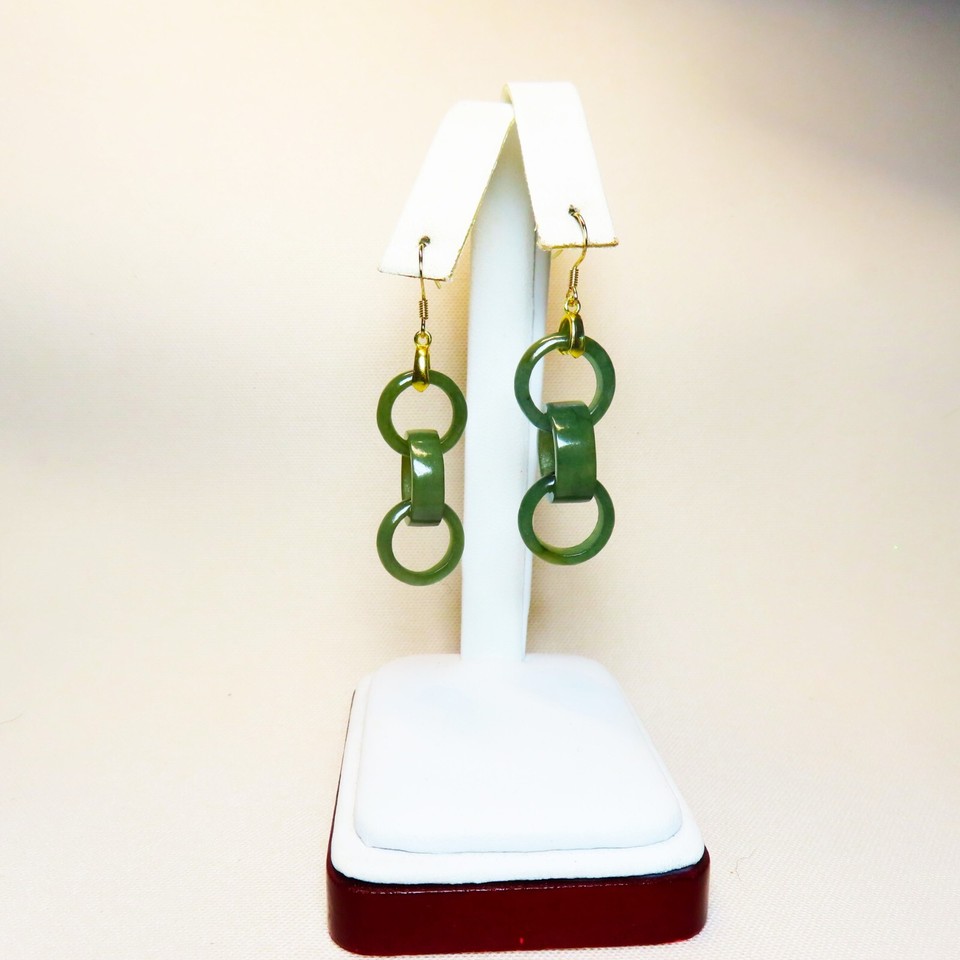 Chinese Carved Green Jadeite Jade Devil's Work Interlocking Circles ...