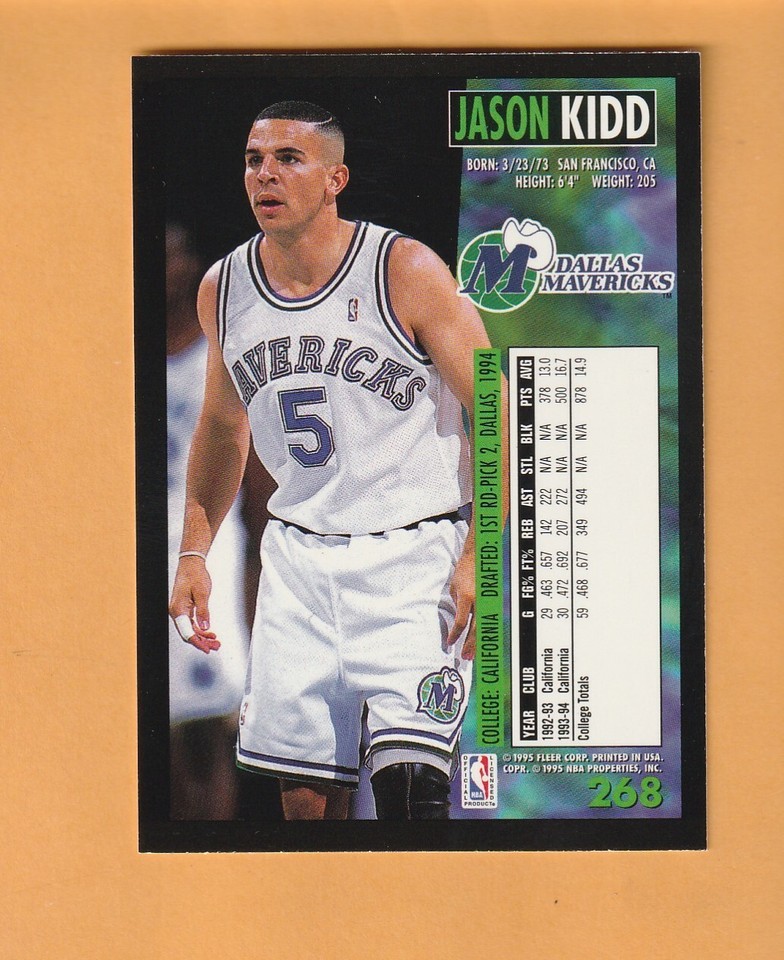 Jason Kidd Dallas Mavericks 1994-95 Fleer #268 Rookie RC HOF 7M | eBay