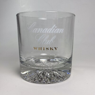 Canadian Club Whiskey Glass Low Ball Etched Starburst Bottom Clear ...