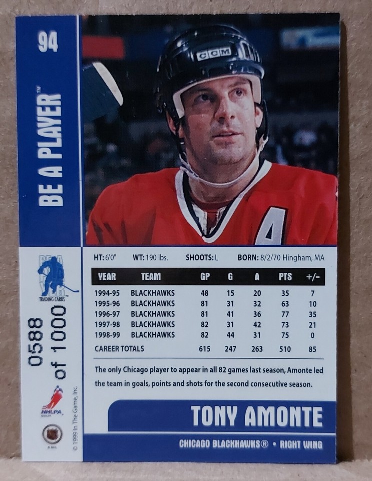 1999-00 Tony Amonte Be A Player BAP Silver #94 - /1000 | eBay