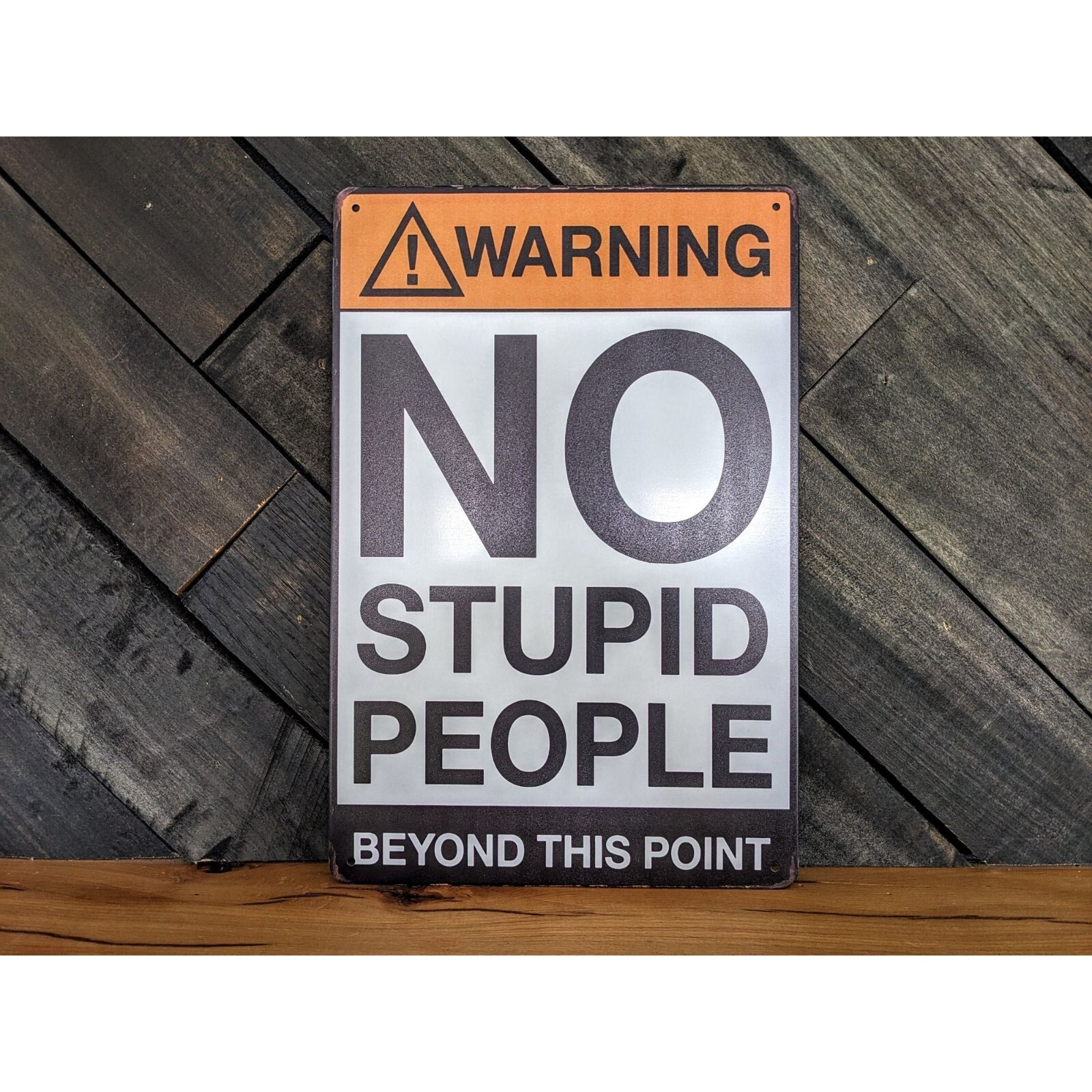 Funny Work Signs - Warning, No Stupid People Beyond This Point | eBay
